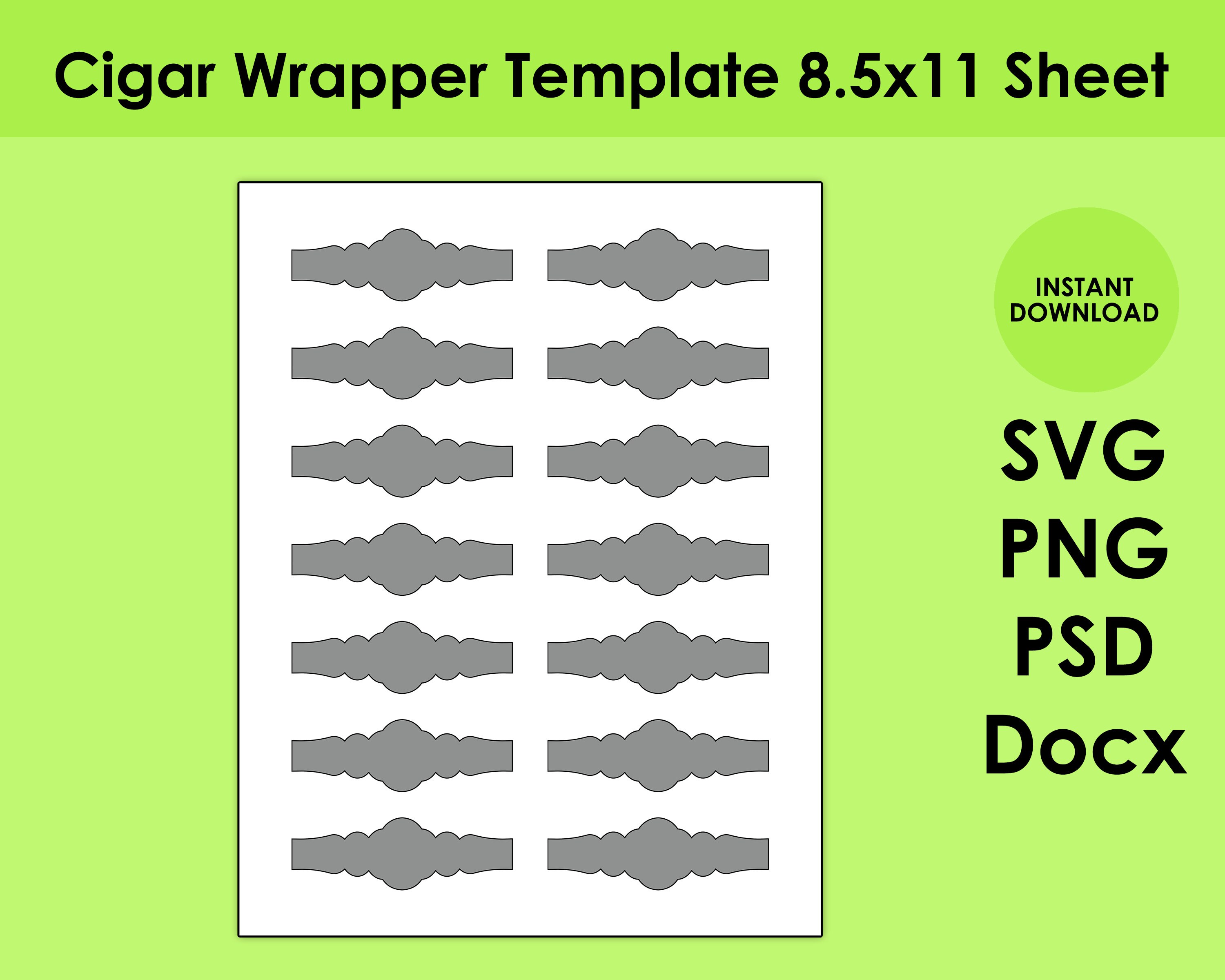 Cigar Wrapper Template 8.5x11 Sheet SVG, PNG, PSD and Docx - Etsy