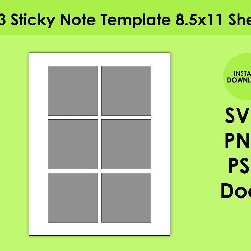 Sticky Note Template - Etsy