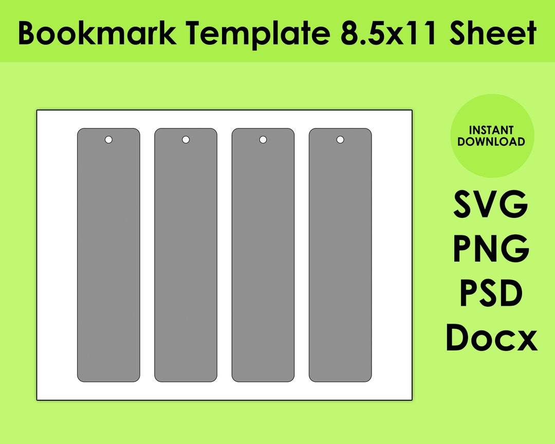 Bookmark Template 8.5x11 Sheet SVG, PNG, PSD and Docx - Etsy