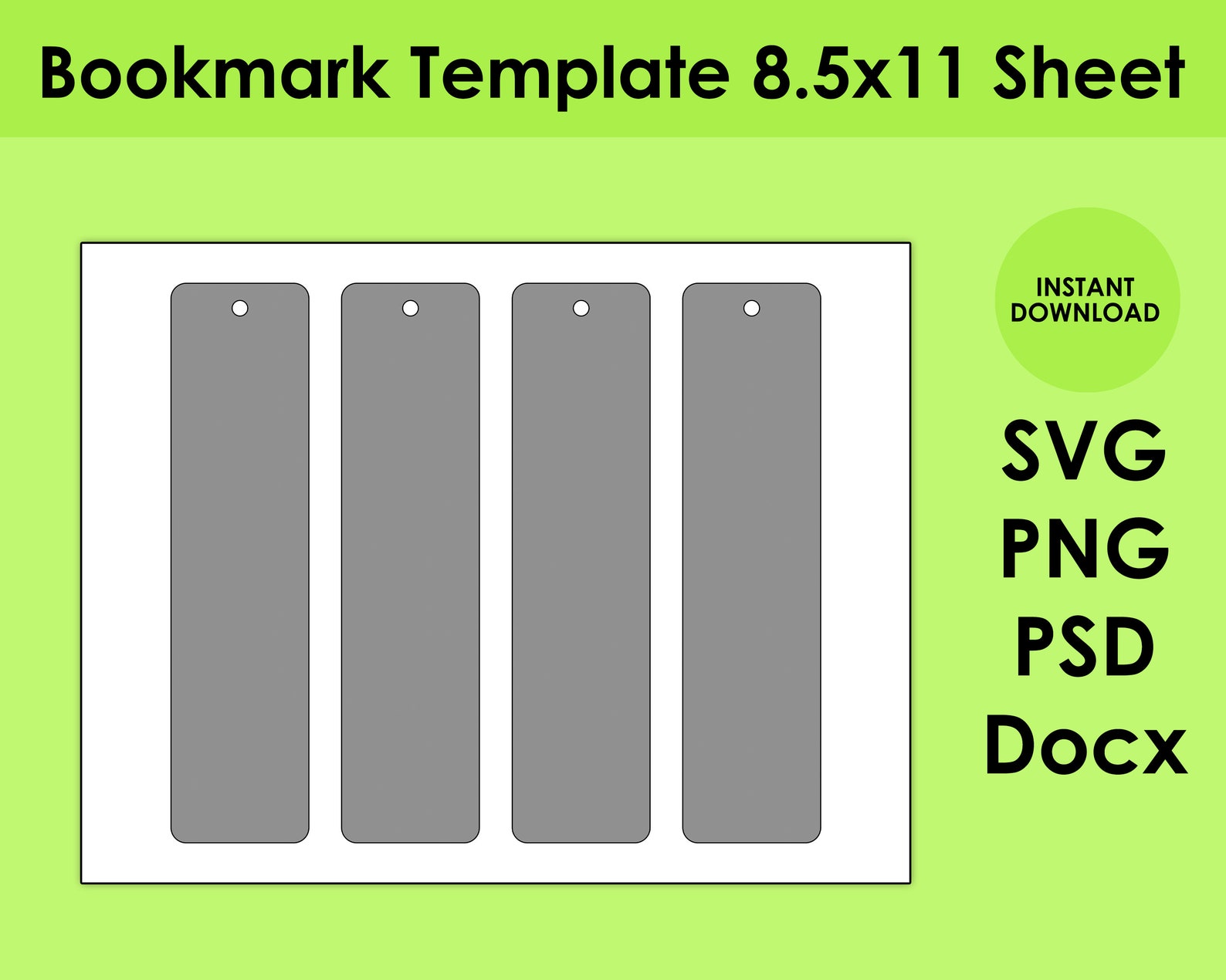 Bookmark Template 8.5x11 Sheet SVG, PNG, PSD and Docx - Etsy