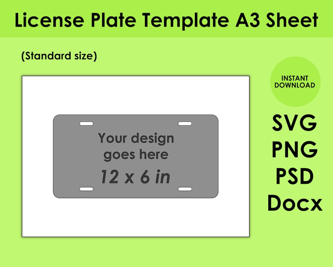 Car License Plate Template for Sublimation SVG, PNG, PSD and Docx - Etsy