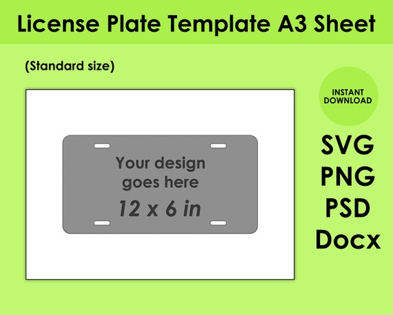 Car License Plate Template for Sublimation SVG PNG PSD and - Etsy