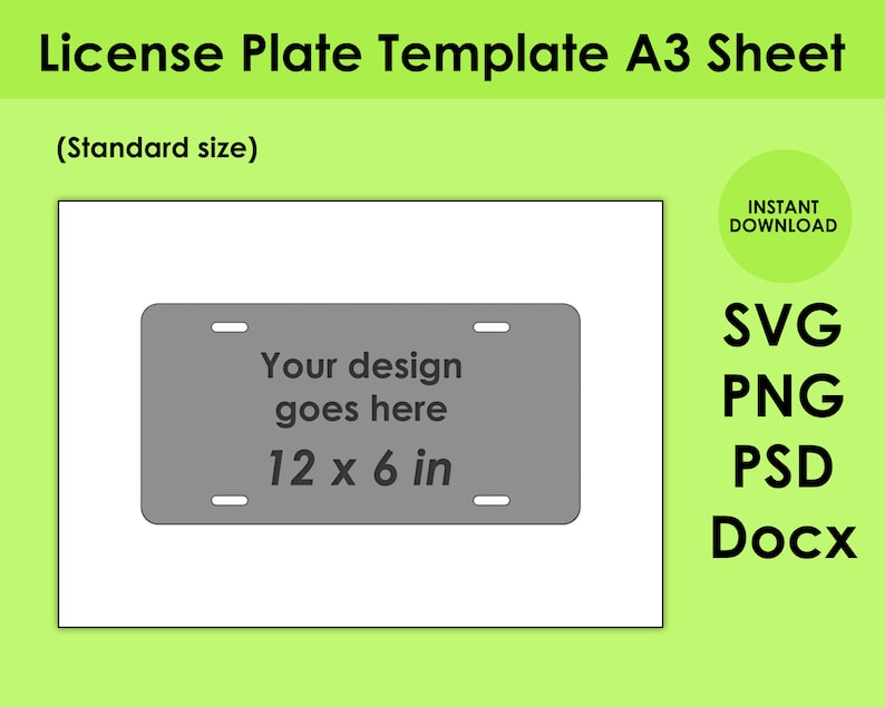 Car License Plate Template for Sublimation SVG, PNG, PSD and Docx - Etsy