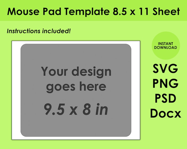 Mouse Pad Template SVG, PNG, PSD and Docx 8.5 X 11 Sheet - Etsy