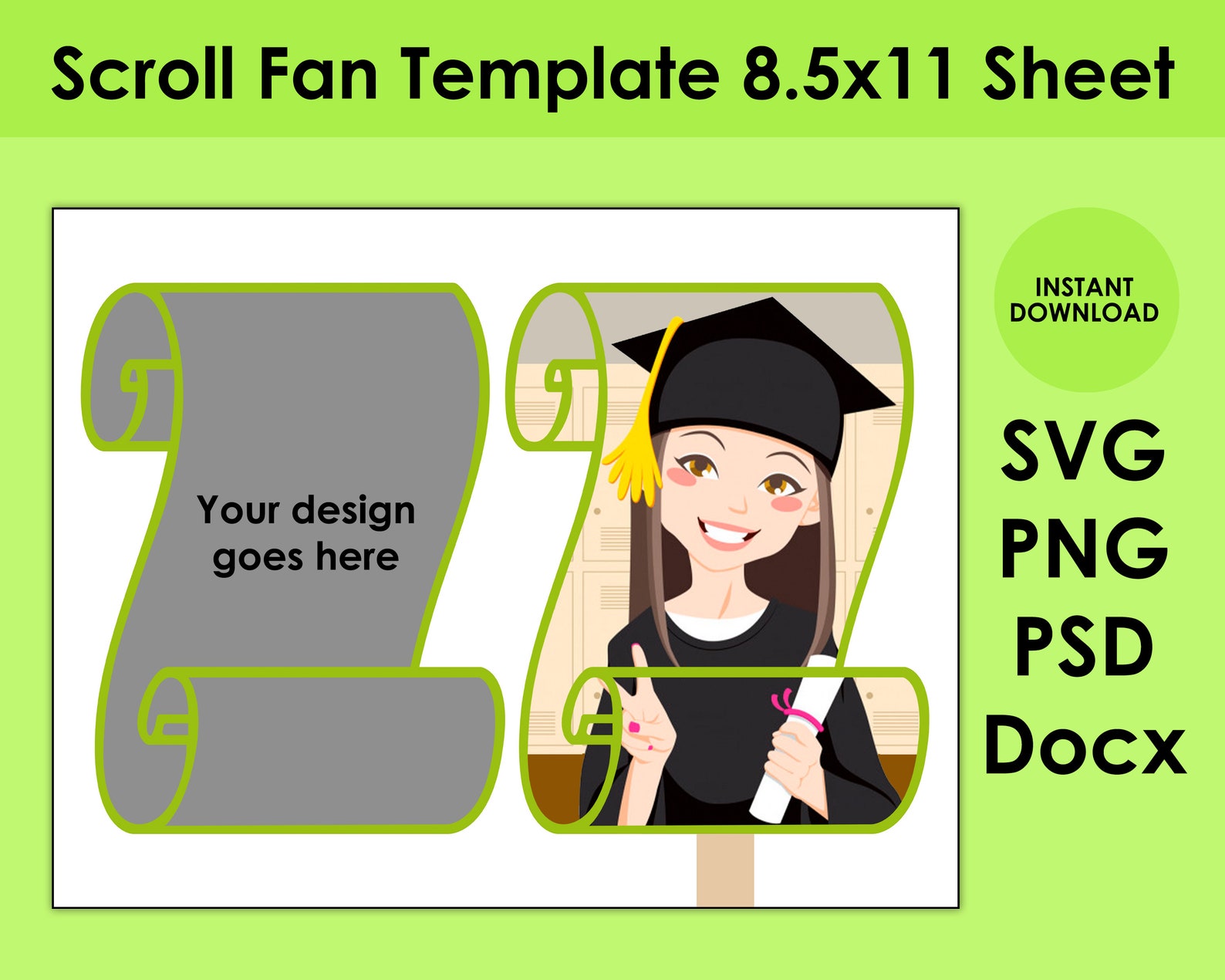 Scroll Fan Template 8.5x11 Sheet SVG PNG PSD and Docx - Etsy