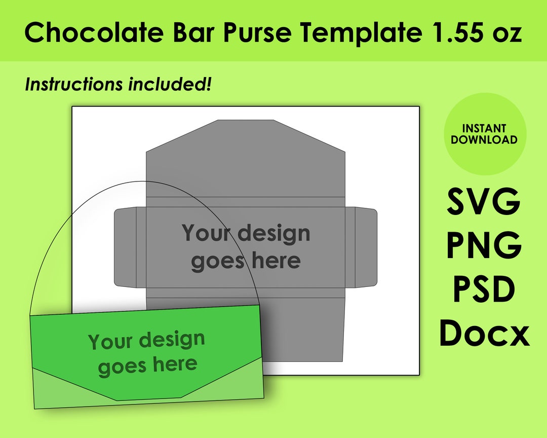 1.55oz Chocolate Bar Purse Template 8.5x11 Sheet SVG, PNG, PSD and Docx ...