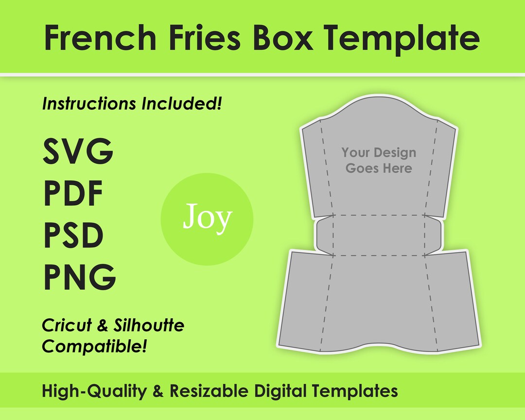 French Fry Box Template Letter Sheet SVG, PDF, PSD and Png - Etsy