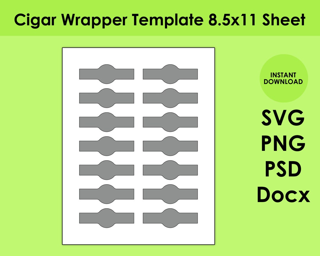 Cigar Wrapper Template 8.5x11 Sheet SVG, PNG, PSD and Docx - Etsy