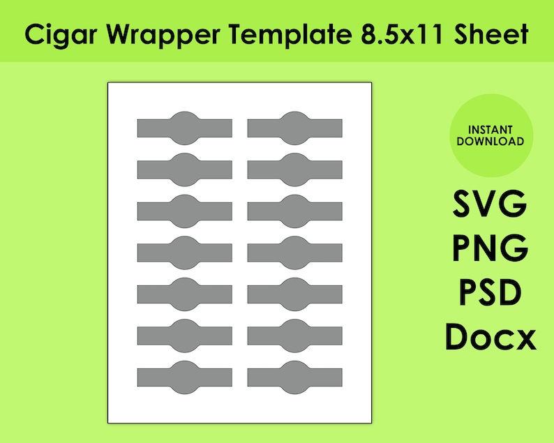 Cigar Wrapper Template 8.5x11 Sheet SVG PNG PSD and Docx | Etsy