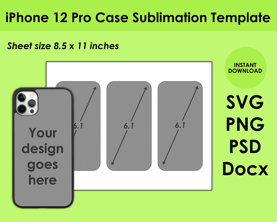 Iphone 12 Pro Template for Sublimation 8.5x11 Sheet SVG PNG - Etsy