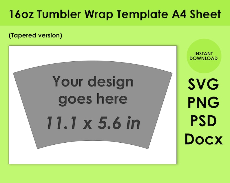 16oz Tumbler Wrap Template SVG, PNG, PSD, and Docx A4 Sheet - Etsy