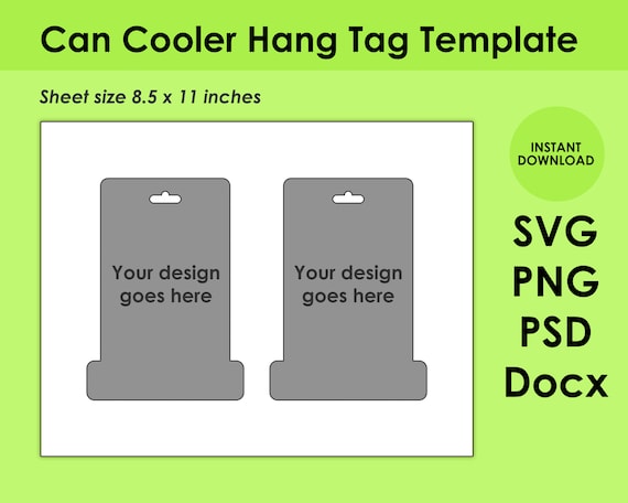 Can Cooler Hang Tag Template Template 8.5x11 Sheet SVG PNG - Etsy
