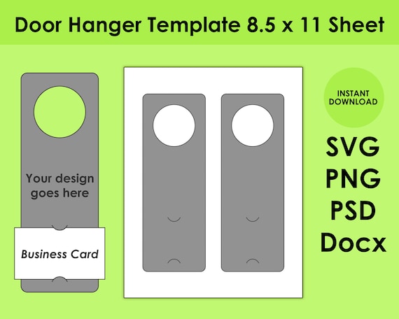 Door Hanger & Business Card Holder Template 8.5x11 Sheet SVG - Etsy