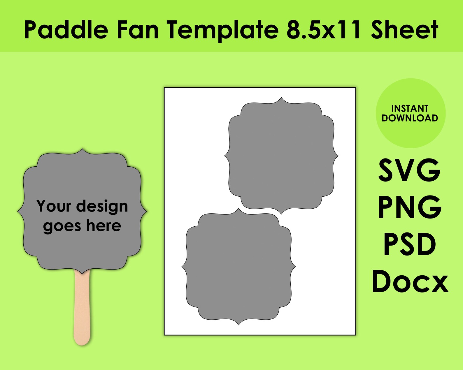 Paddle Fan Template 8.5x11 Sheet SVG PNG PSD and DOCx | Etsy
