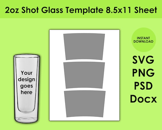 2oz Shot Glass Template 8.5x11 Sheet SVG PNG PSD and Docx - Etsy