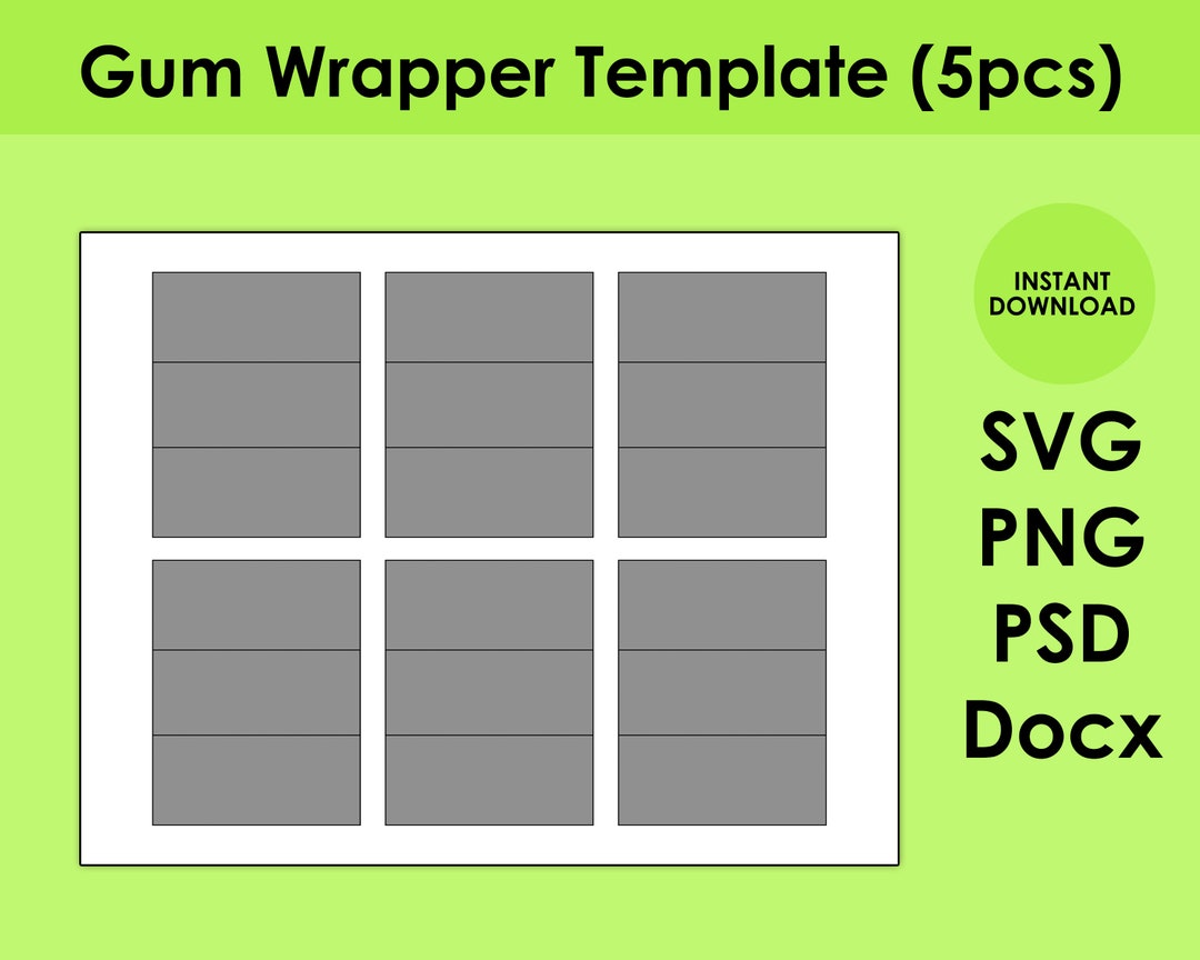 5pcs Gum Wrapper Template 8.5x11 Sheet SVG, PNG, PSD and Docx - Etsy
