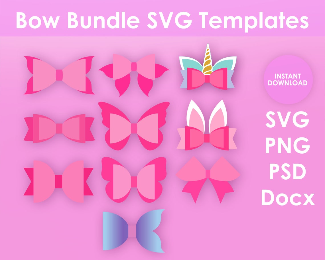 Bow Bundle SVG PNG PSD and Docx 8.5x11 Sheet | Etsy