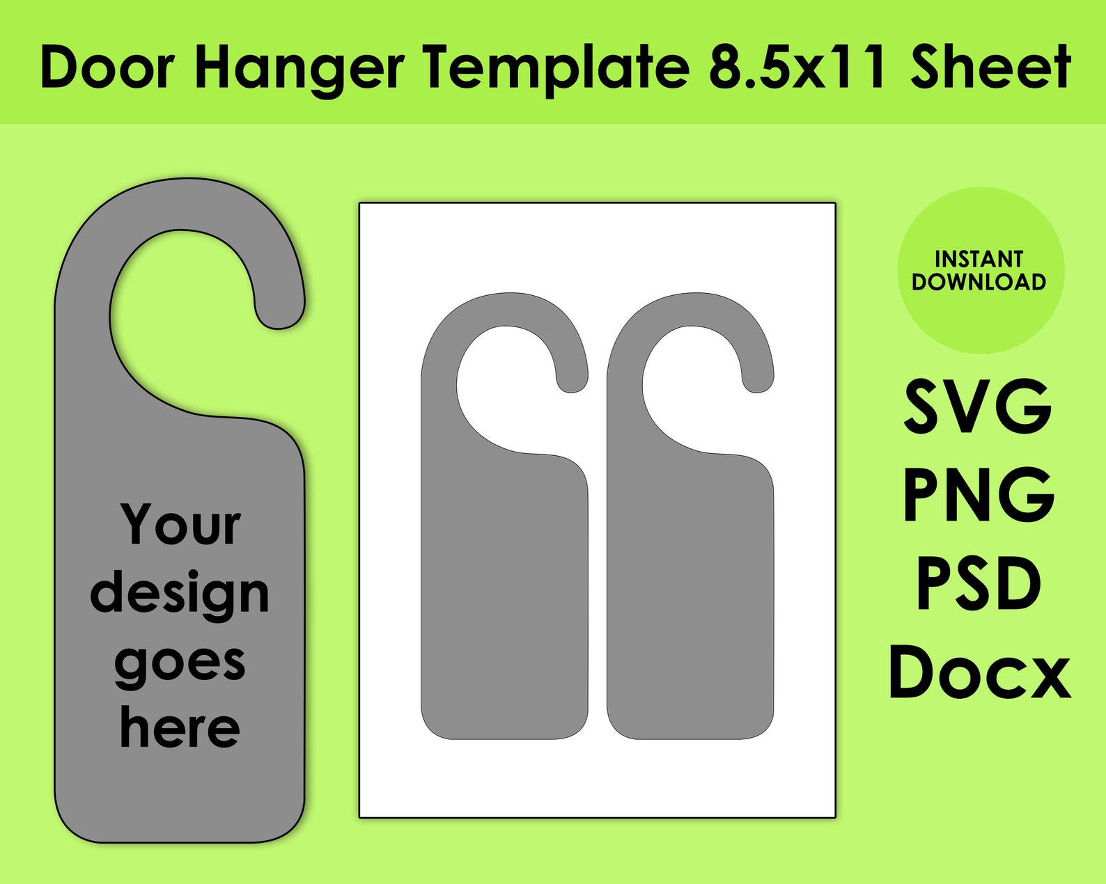 Door Hanger Template SVG, PNG, PSD, and Docx Printable 8.5x11 Sheet - Etsy