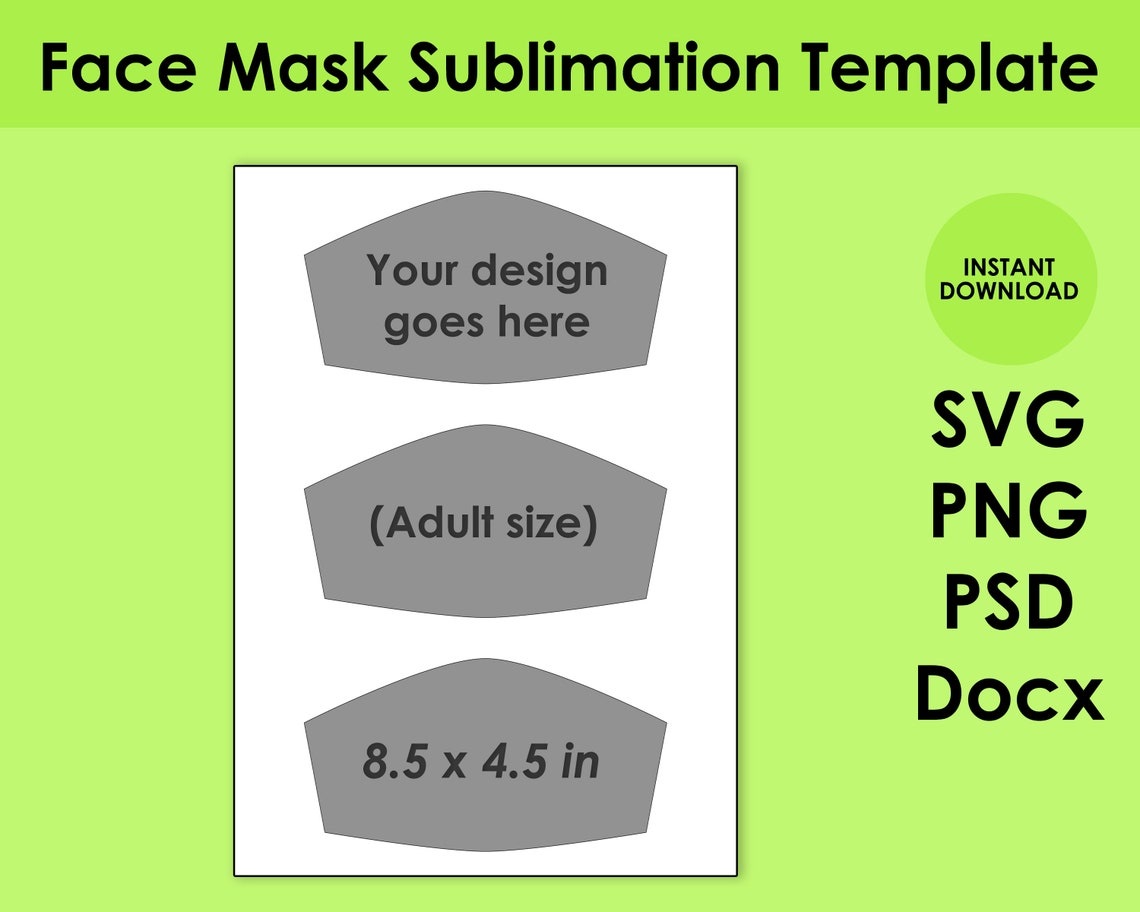 Face Mask Sublimation Template A3 Sheet SVG PNG PSD and Docx - Etsy