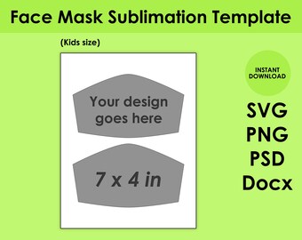 Face Mask Sublimation Template A3 Sheet SVG PNG PSD and Docx | Etsy