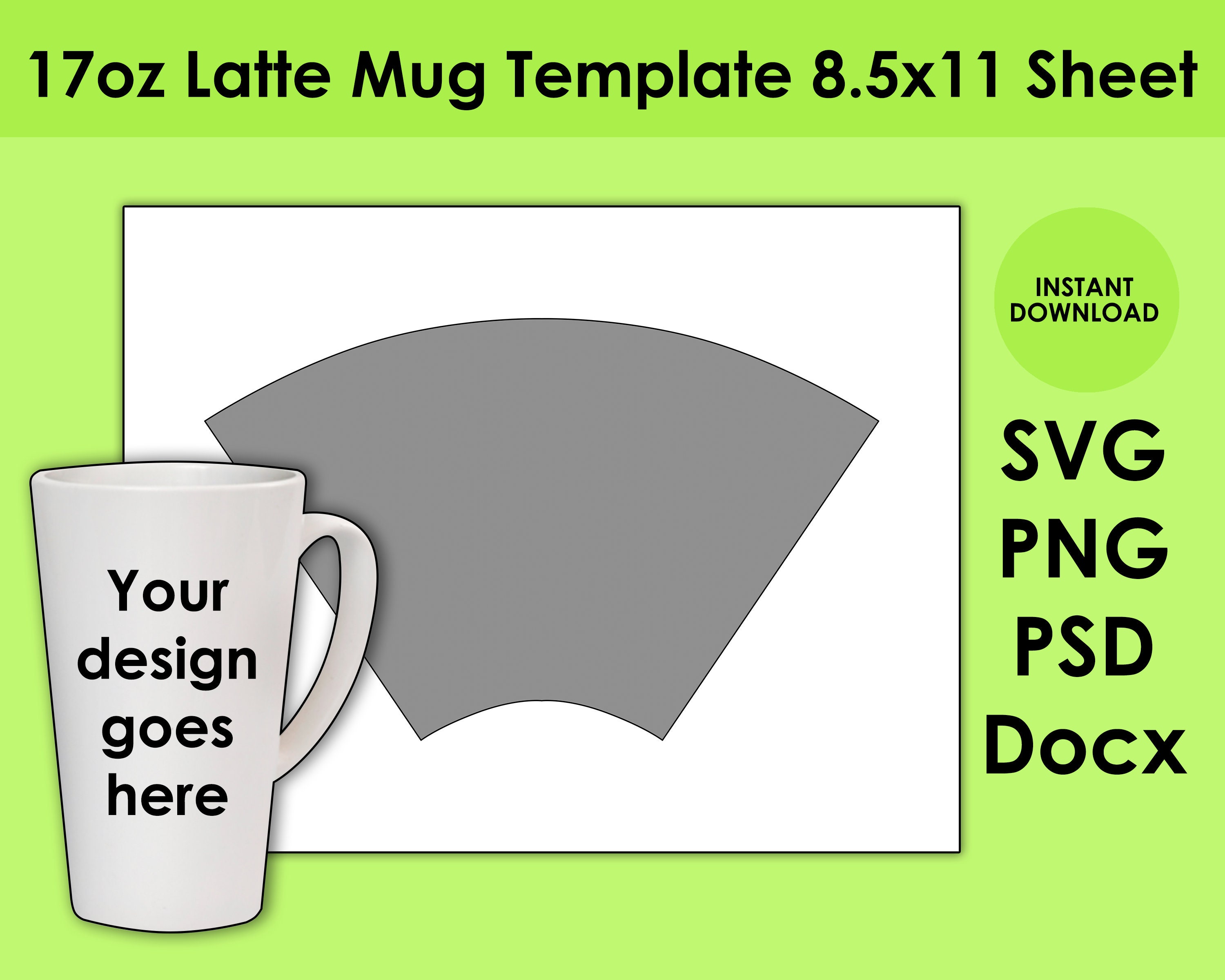 17oz Latte Mug Wrapper Template Svg Png Psd And Docx 8 5x11 Etsy Uk