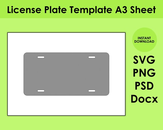 Car License Plate Template For Sublimation SVG PNG PSD and | Etsy