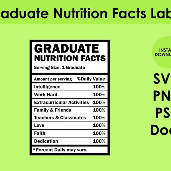 Graduation Nutrition Facts - Etsy