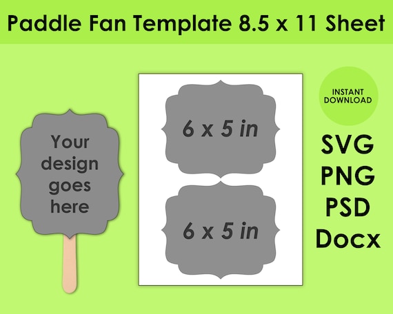 Paddle Fan Template 8.5x11 Sheet SVG PNG PSD and Docx | Etsy