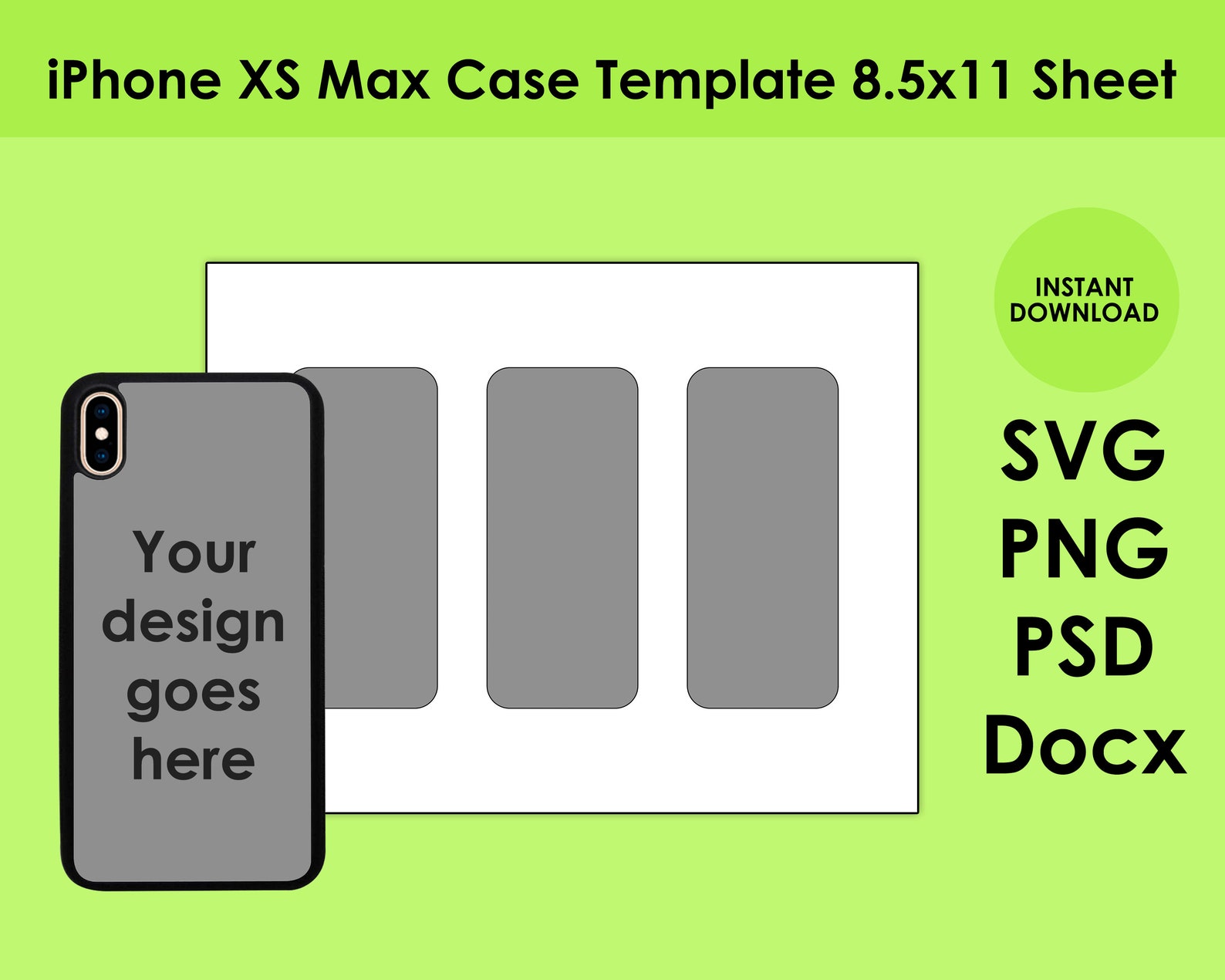 Iphone XS Max Case Template for Sublimation 8.5x11 Sheet SVG - Etsy