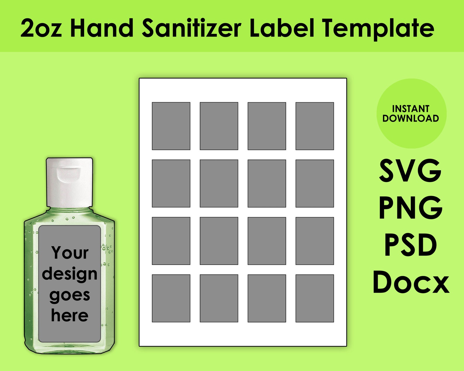 2oz Hand Sanitizer Label Template SVG PNG PSD And Docx Etsy