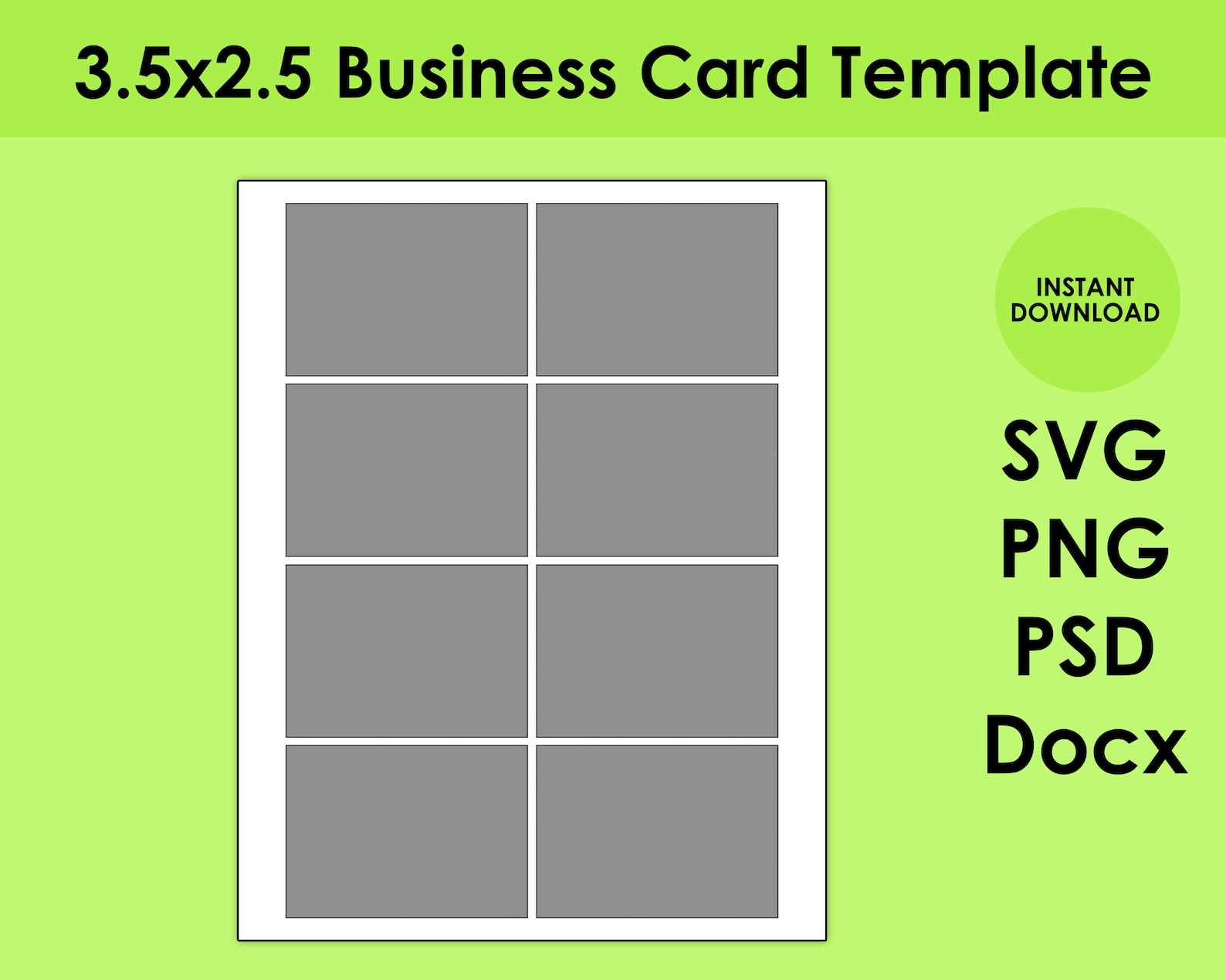 Business Card Template 8.5x11 Sheet SVG, PNG, PSD and Docx - Etsy