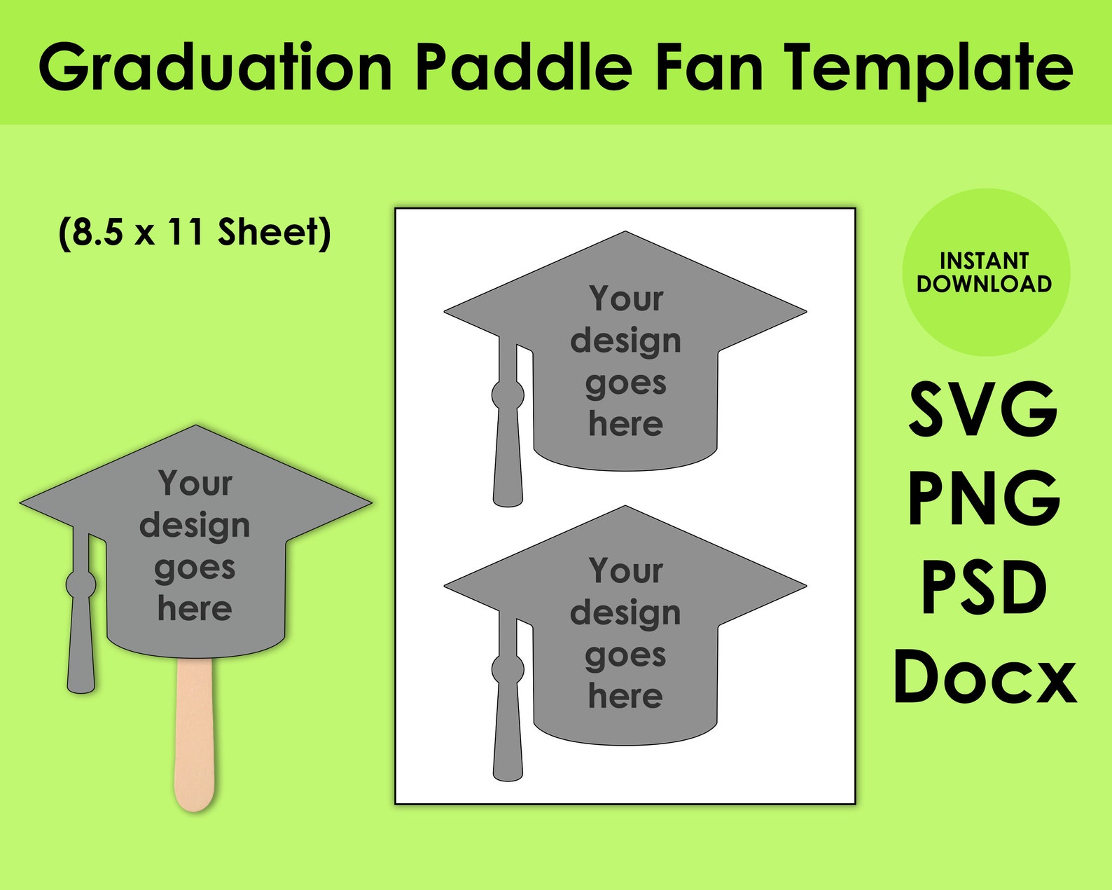 Graduation Paddle Fan Template 8.5x11 Sheet SVG, PNG, PSD and Docx - Etsy