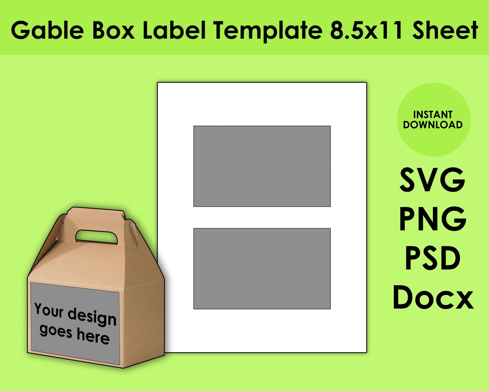 Gable Box Label Template 8.5x11 Sheet | Etsy