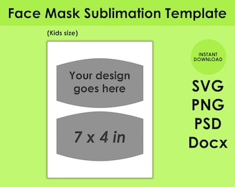 Face Mask Sublimation Template A3 Sheet SVG PNG PSD and Docx | Etsy