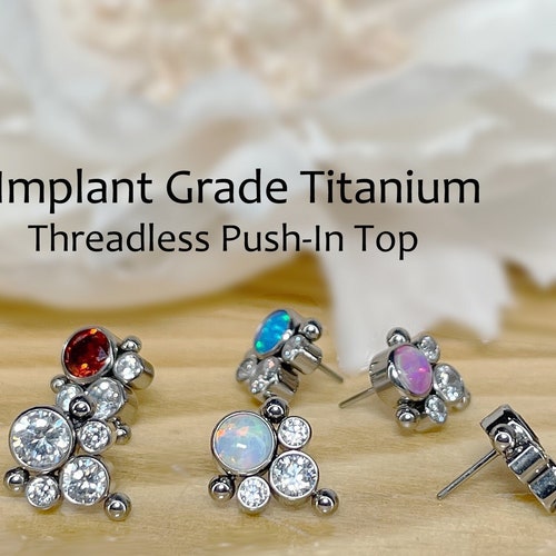 Implant Grade Titanium Flower Top With CZ Threadless Push in - Etsy