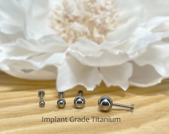 IMPLANT GRADE TITANIUM Threadless Push in Labret Flat Back Studs 2mm, 2 ...