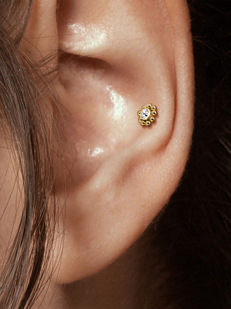 Implant Grade Titanium Flower Top With CZ Threadless Push in - Etsy