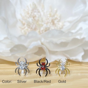 Implant Grade Titanium Threadless Push in Spider CZ Top Labret Bar Stud ...