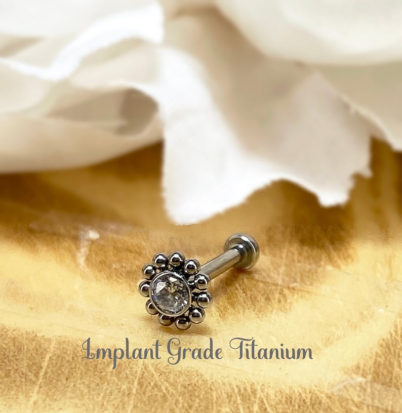 Implant Grade Titanium Flower Top With CZ Threadless Push in - Etsy