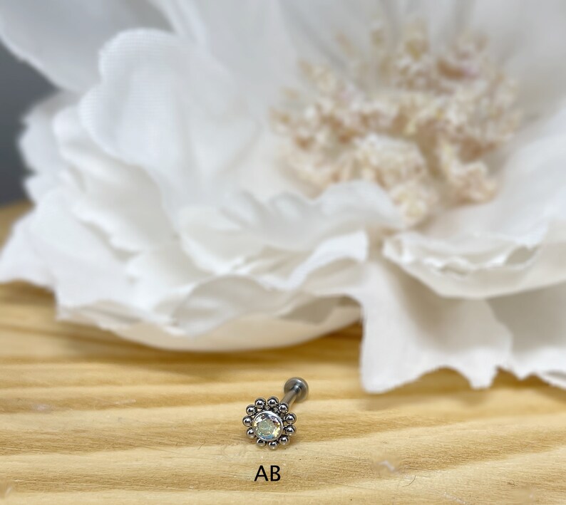 Implant Grade Titanium Flower Top With CZ Threadless Push in - Etsy