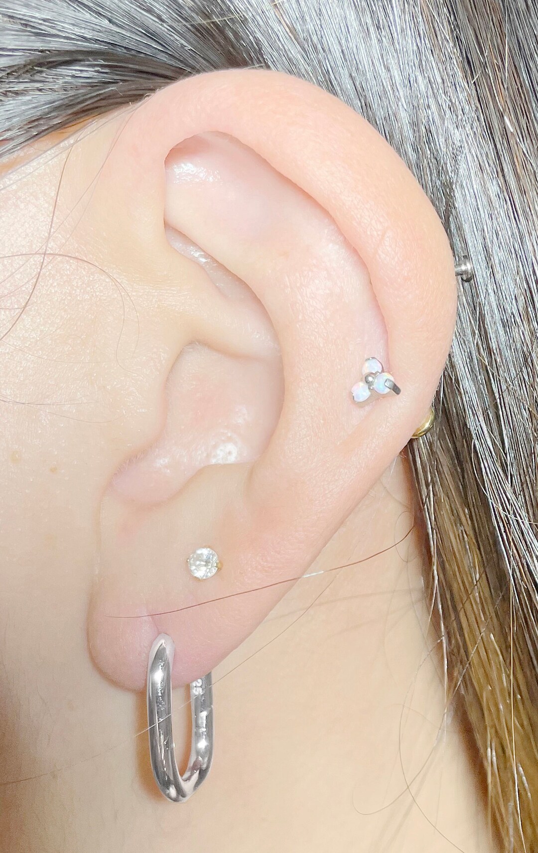 Silver Rectangular Hoop Earrings • Minimalist Earrings • Huggie Hoop ...