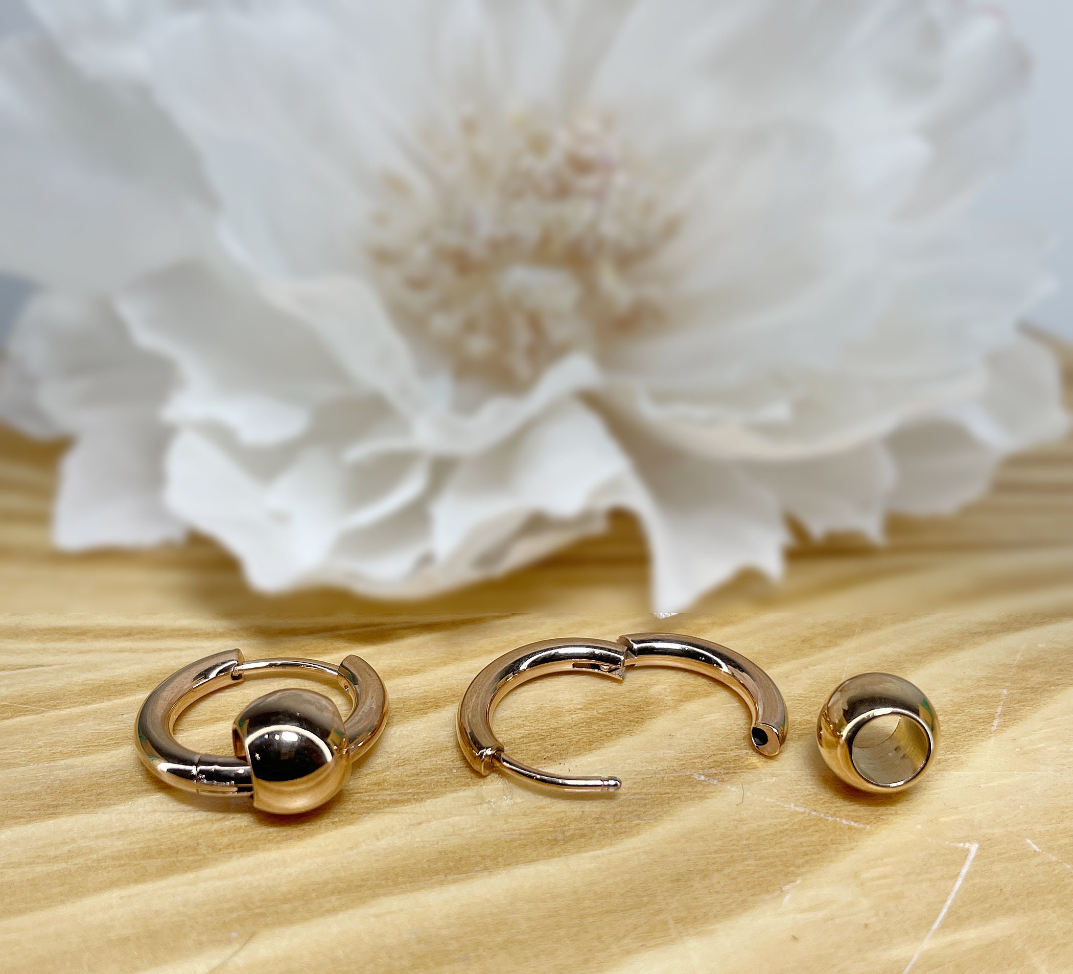 Pair of 316L Stainless Steel Hinge Seamless Hoop Earrings With Captive ...