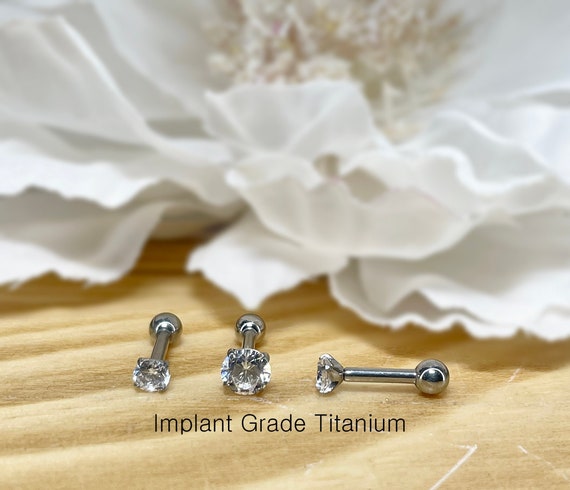 Implant Grade Titanium Threadless Push in 3mm 4mm White CZ | Etsy