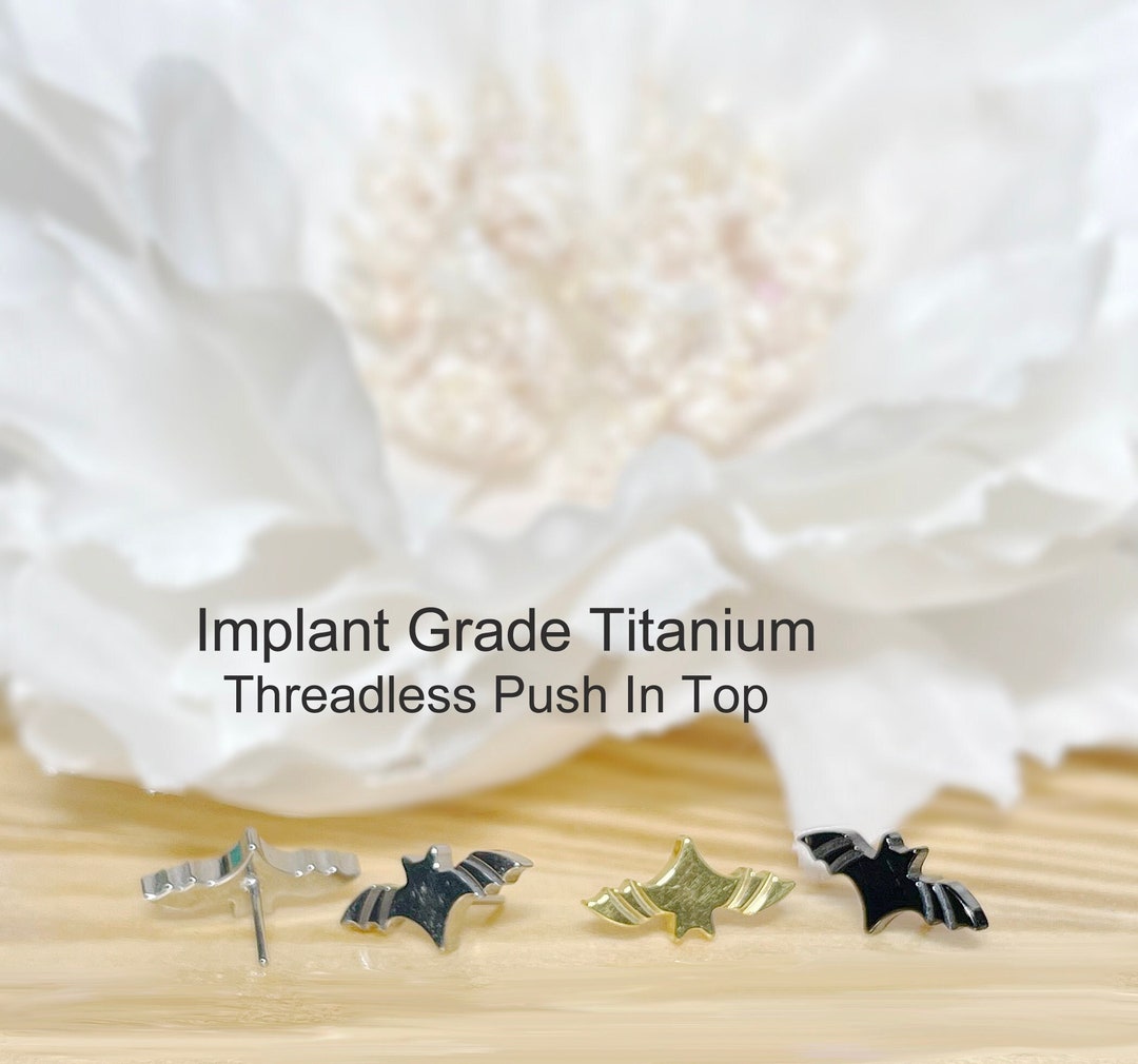 Implant Grade Titanium Threadless Push in Bat Top • Tragus Helix ...