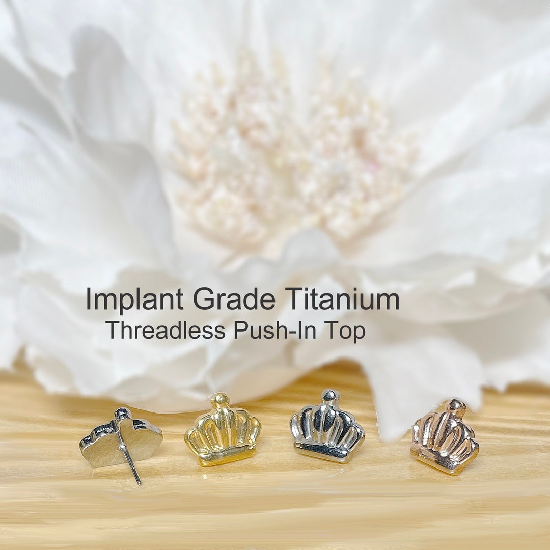 Implant Grade Titanium Threadless Push in Crown Top • Tragus Helix ...