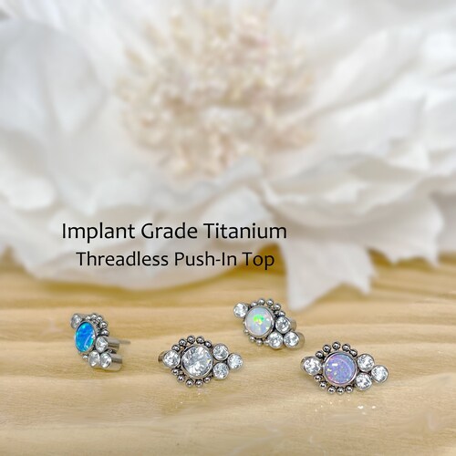 Implant Grade Titanium Flower Top With CZ Threadless Push in - Etsy