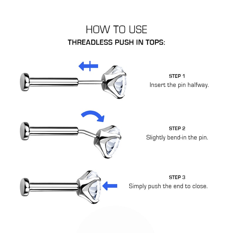 Implant Grade Titanium Flower Top With CZ Threadless Push in - Etsy