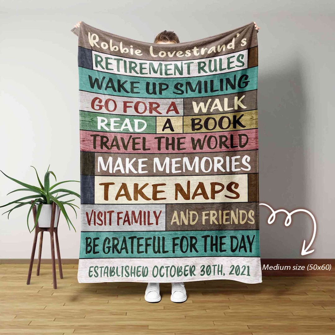 Custom Retirement Rules Blanket, Farewell Gift, Blanket for Retirement ...