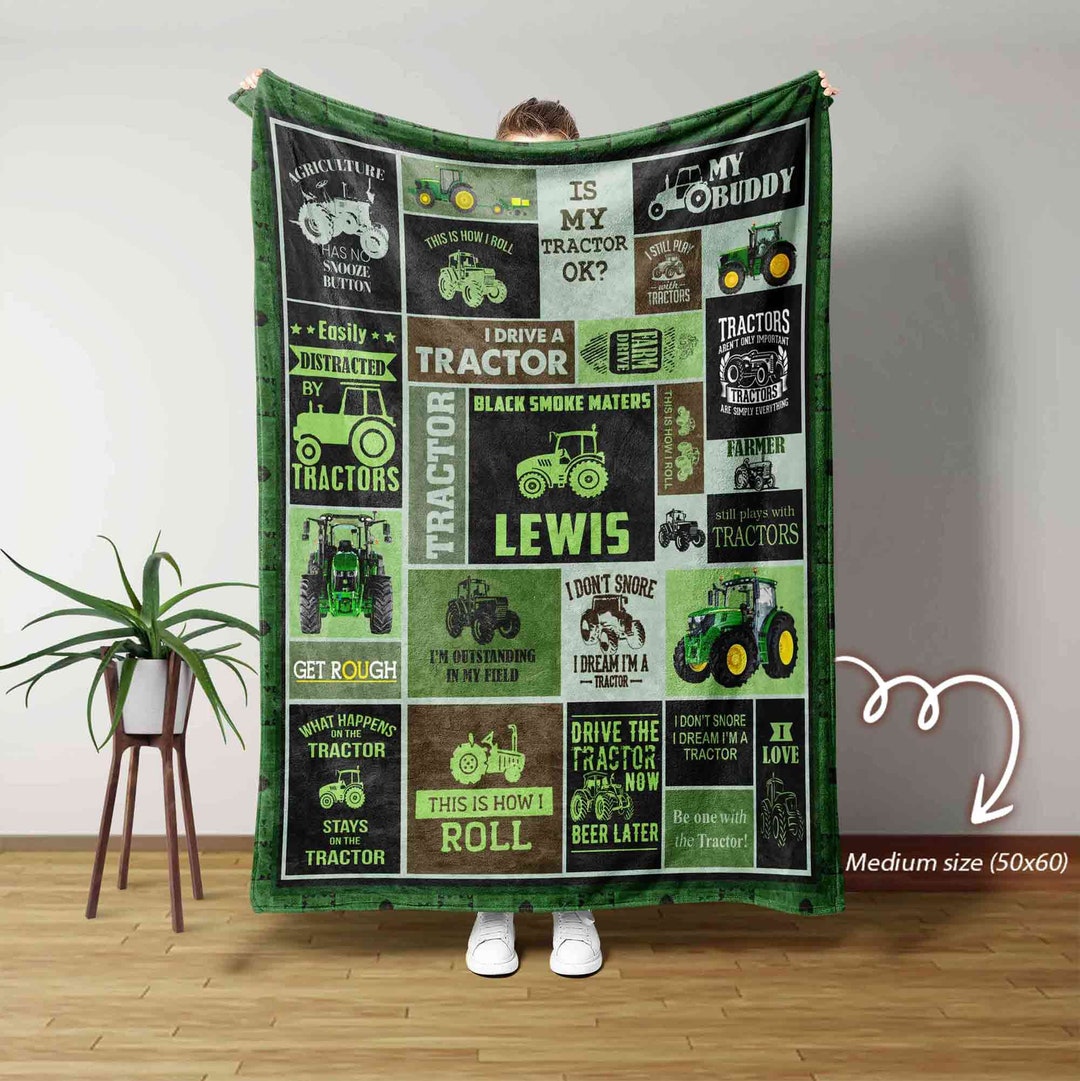 I Drive A Tractor Blanket, Custom Green Tractor Blanket, Blanket for ...