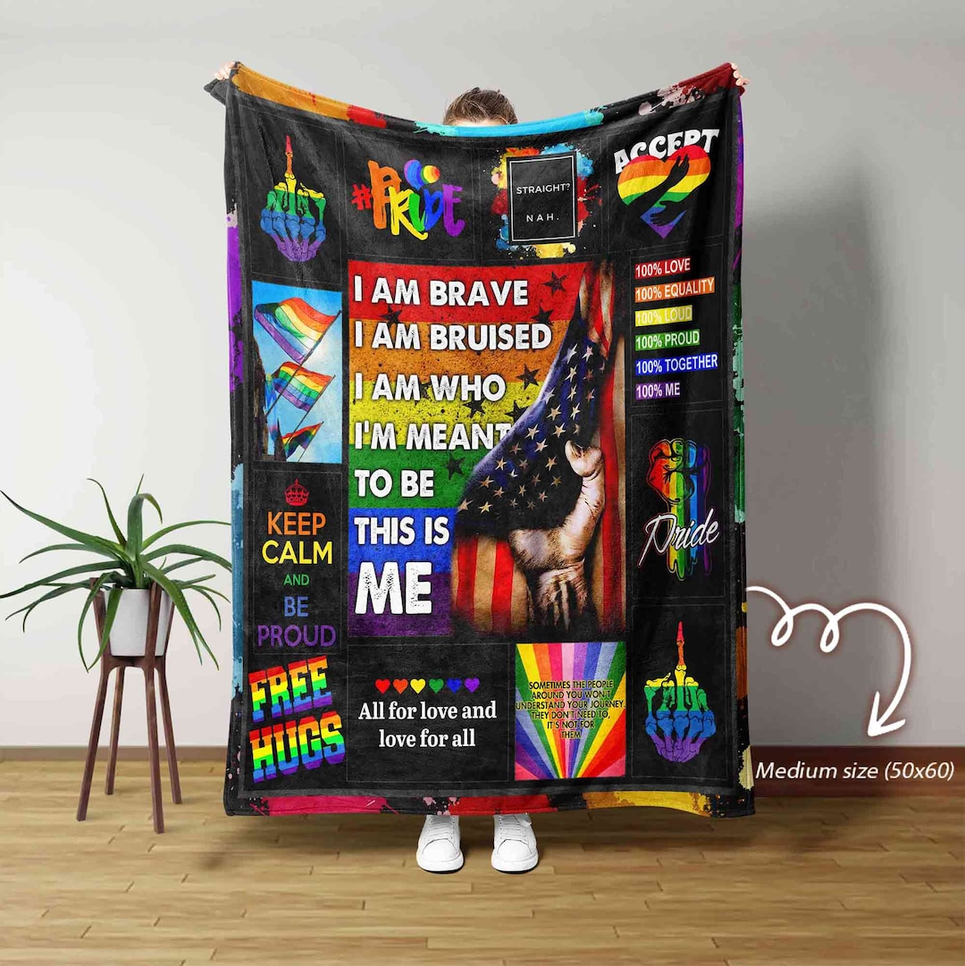 LGBT Pride Blanket, I Am Brave Blanket, LGBT Canvas, Blanket for Gift ...